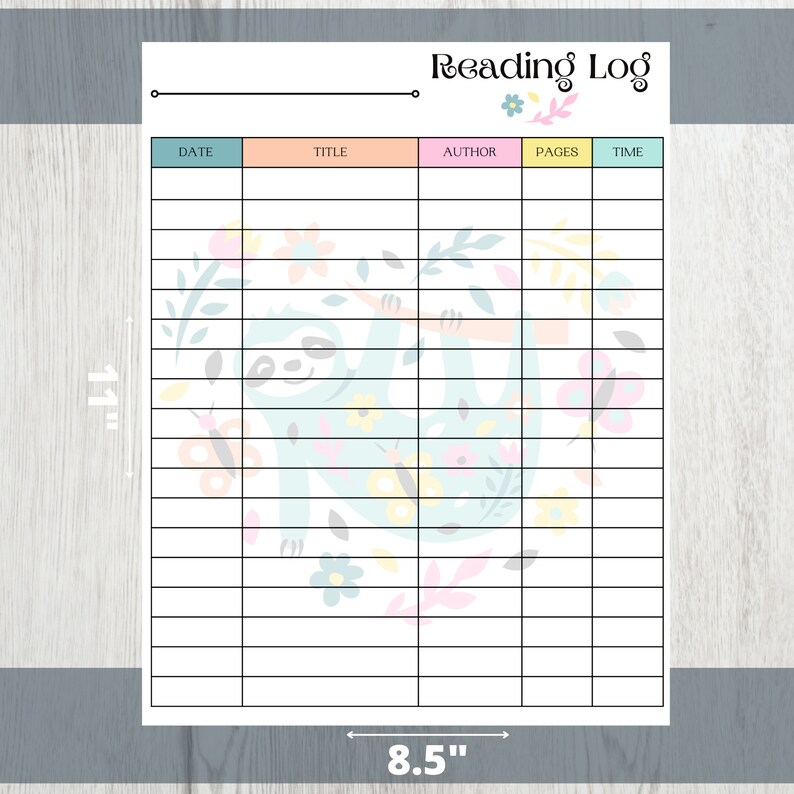 Printable Reading Log for Children | Unicorn and Sloth Reading Logs and ...