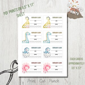 Reward Punch Card Printable | Dinosaur Reward Cards for Kids ...