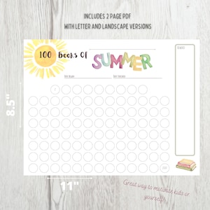 Printable Summer Reading Challenge | 100 Book Tracker for Children and ...