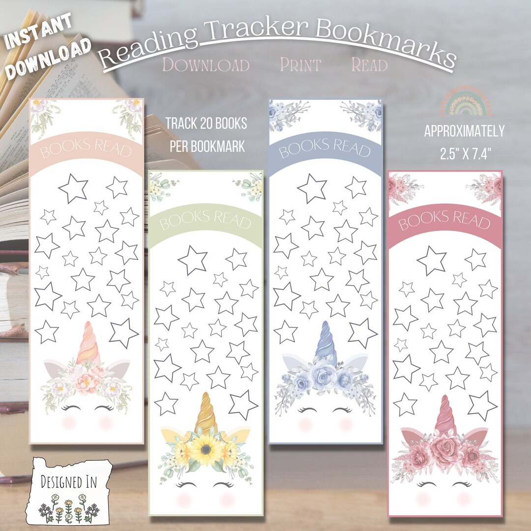 Reading Tracker Bookmarks for Kids Printable Unicorn Book Tracker ...