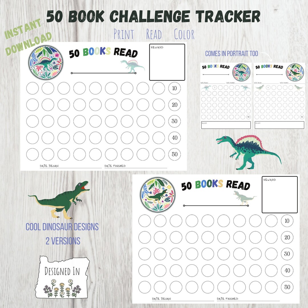 Printable Book Tracker Challenge for Kids | 50 Books Read Tracking ...