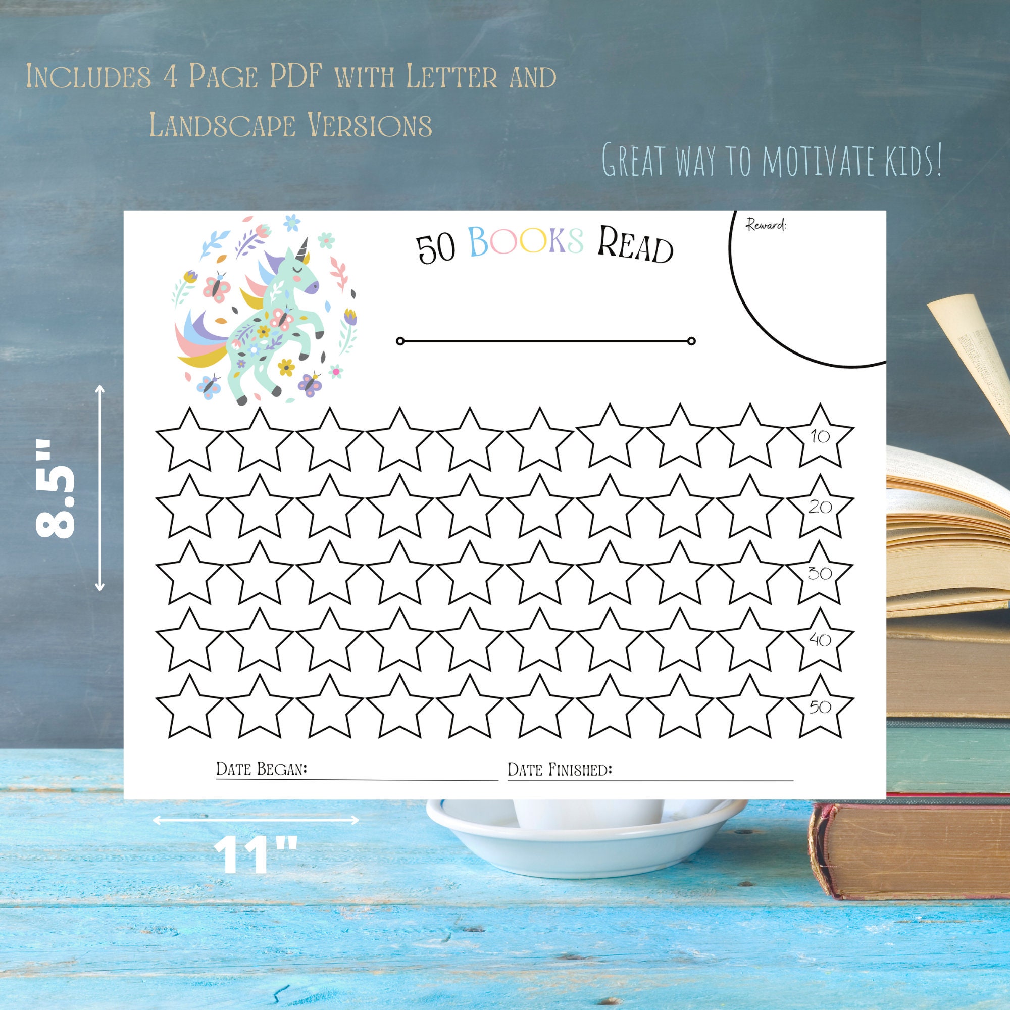 Printable Book Tracker Challenge for Kids | 50 Books Read Tracking ...