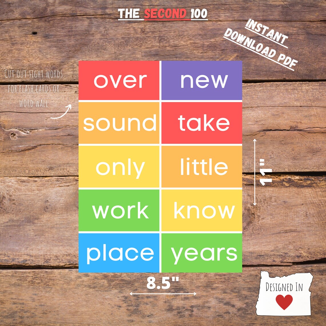 100 Printable Rainbow Fry Sight Words | the Second 100 | High Frequency ...