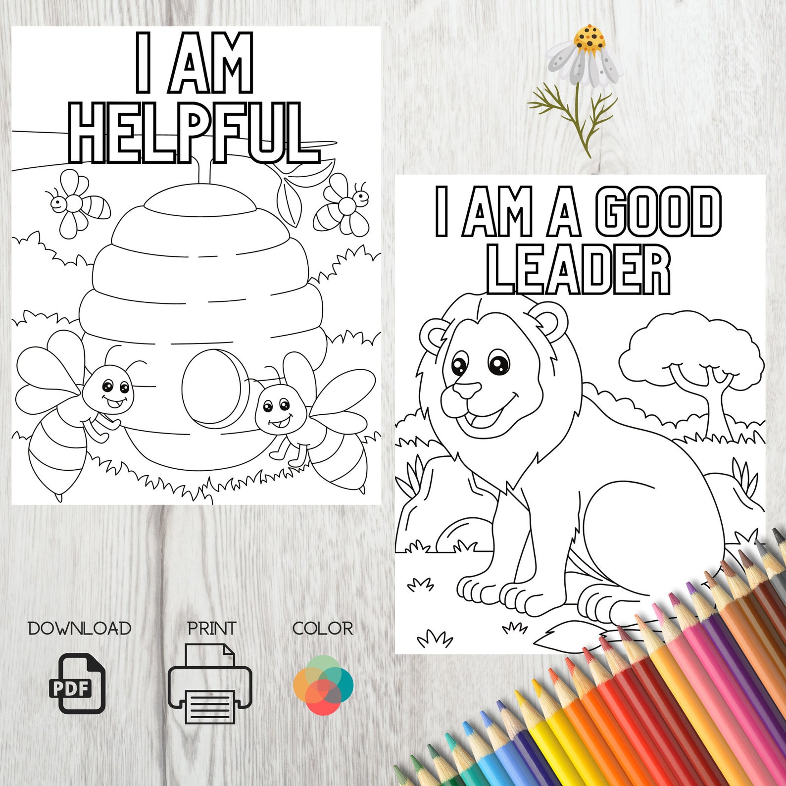 Coloring Pages for Kids Printable Affirmation Animals - Etsy