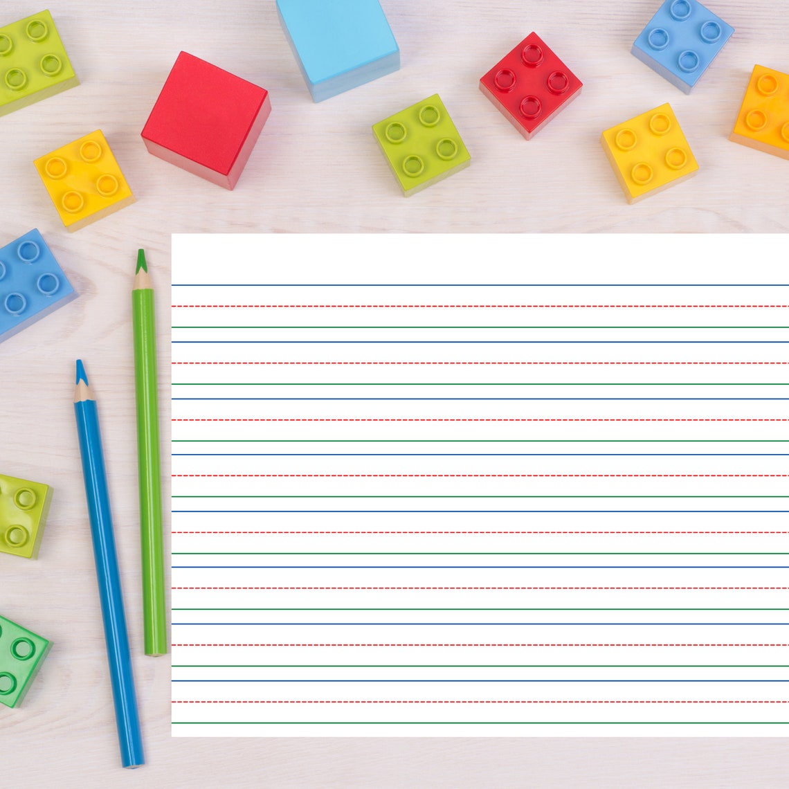 Printable Writing Practice Paper .75" Rule | Colored Lines and Picture ...