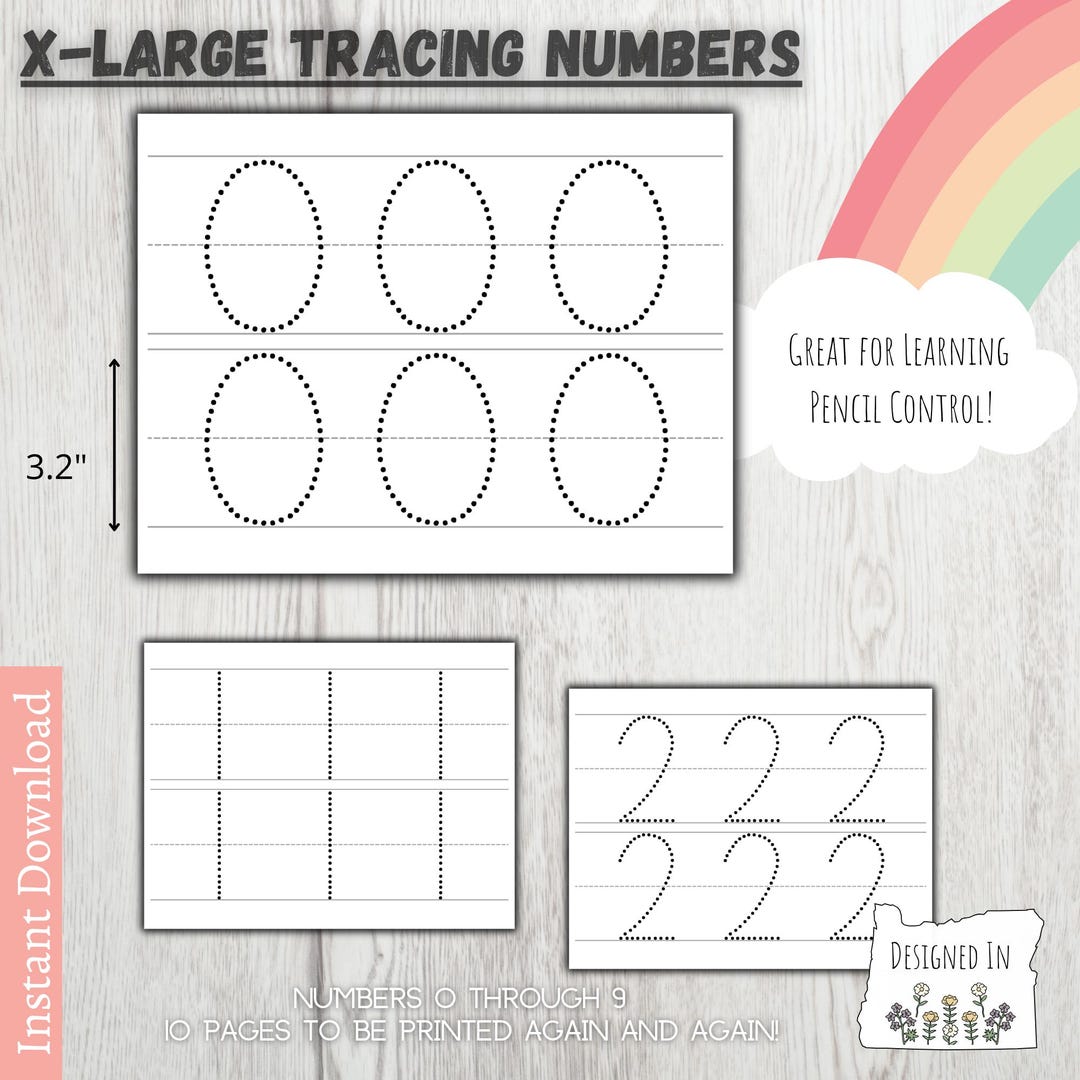 Number Tracing Printable | Large Numbers for Preschool Curriculum ...