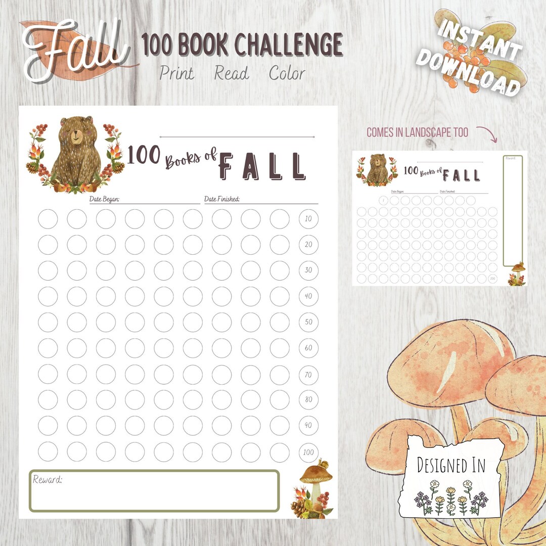 Printable Fall Reading Challenge | Book Tracker for Kids | Reading ...