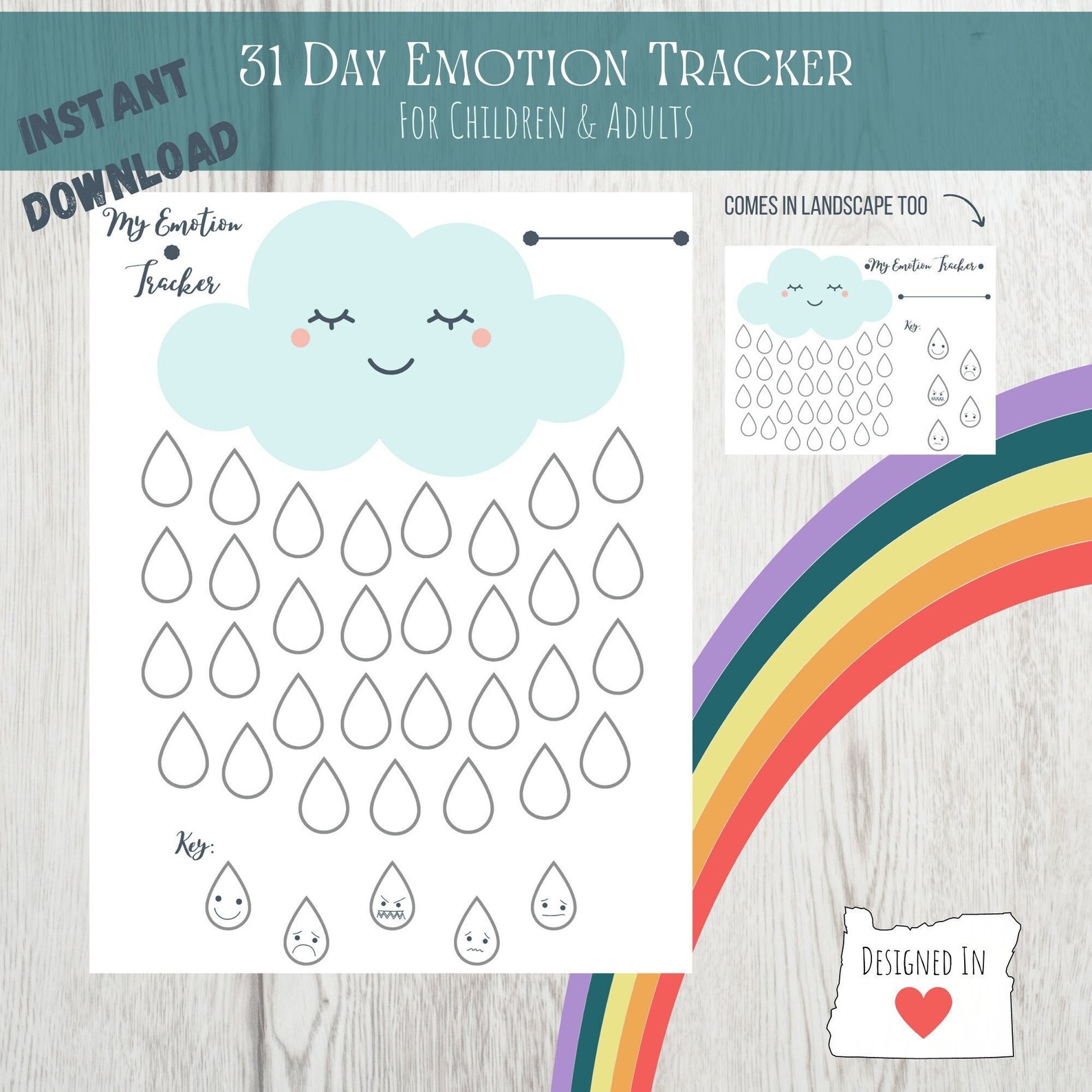 Emotion Tracker for Children or Adults Printable | Cloud Calm Corner ...