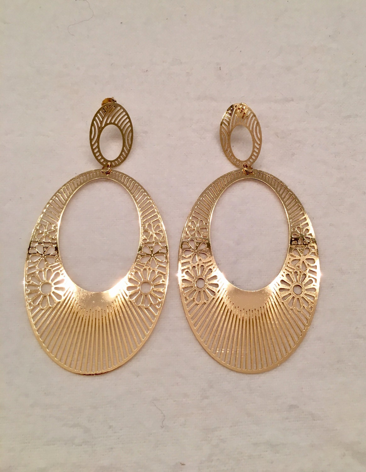 Large Gold Filled Filigree Earring. 18/20 Goldfilled Earring. Filigree ...