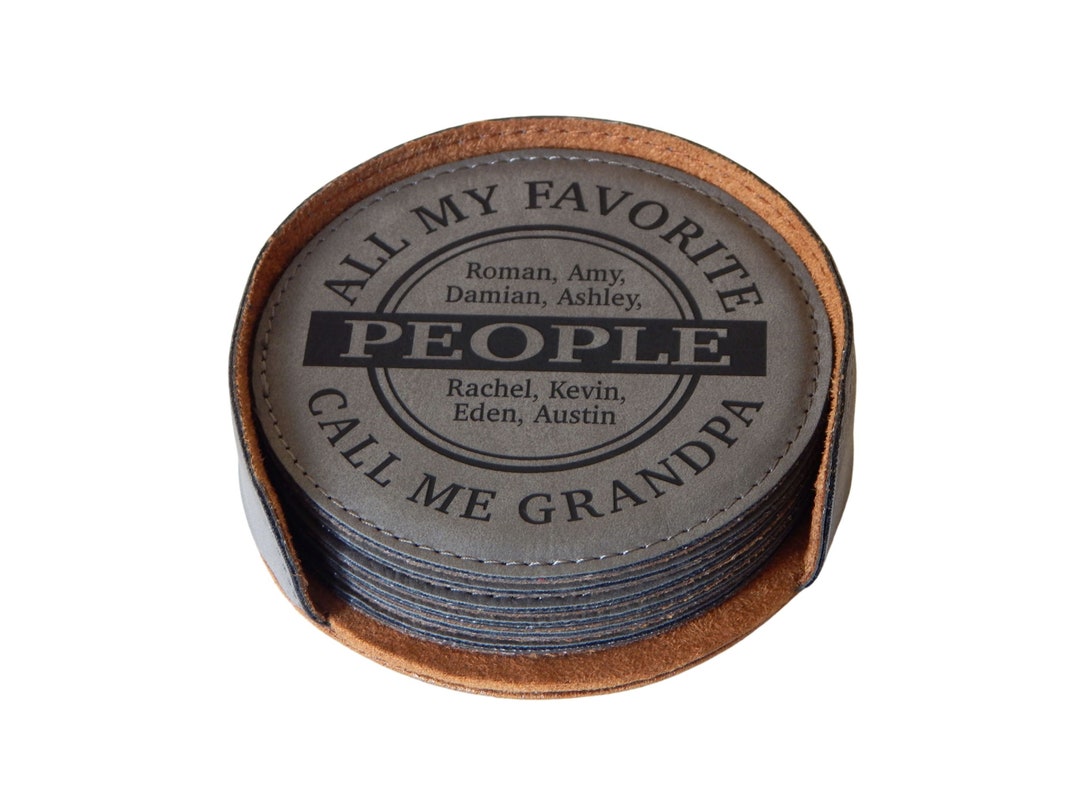 Leather Engraved Coasters Grandpa Christmas Gift Gifts for Grandfather ...