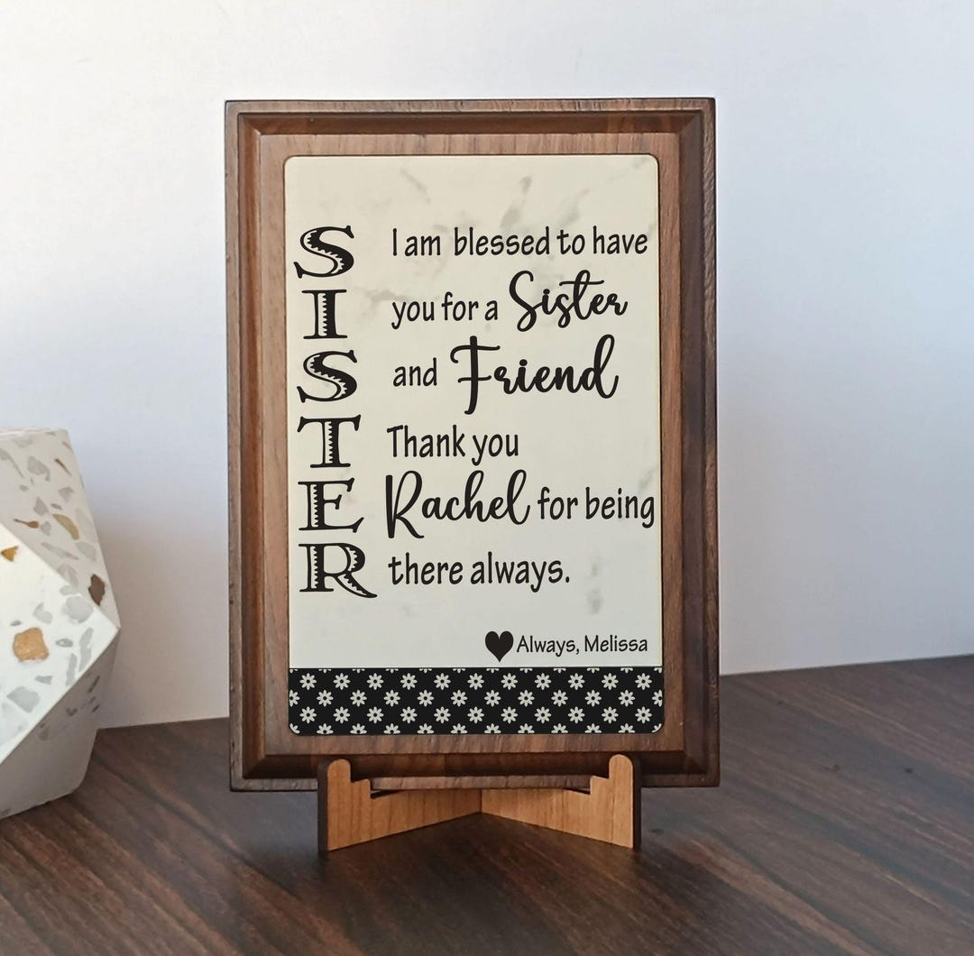 Personalized Sister Plaque: Engraved Leather Wood Sign Gift, PLS013 - Etsy