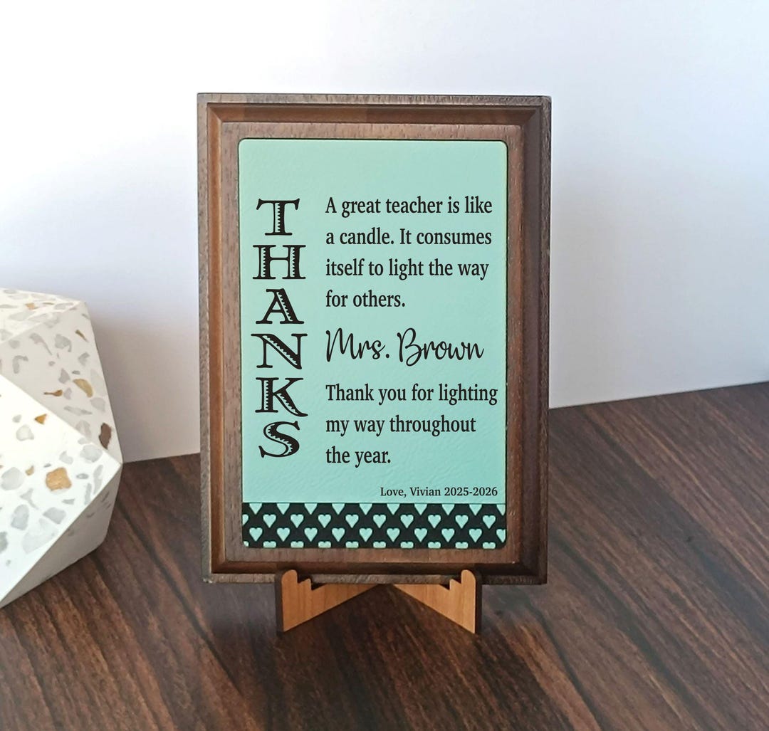 Personalized Teacher Leather Plaque Gift, PLT012 - Etsy