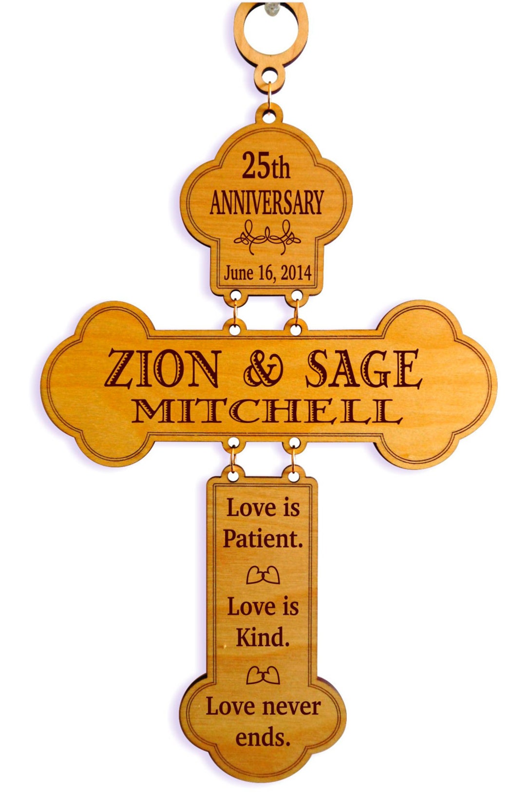 Engraved Wood Cross Anniversary Gift for Couple: Personalized Sign ...