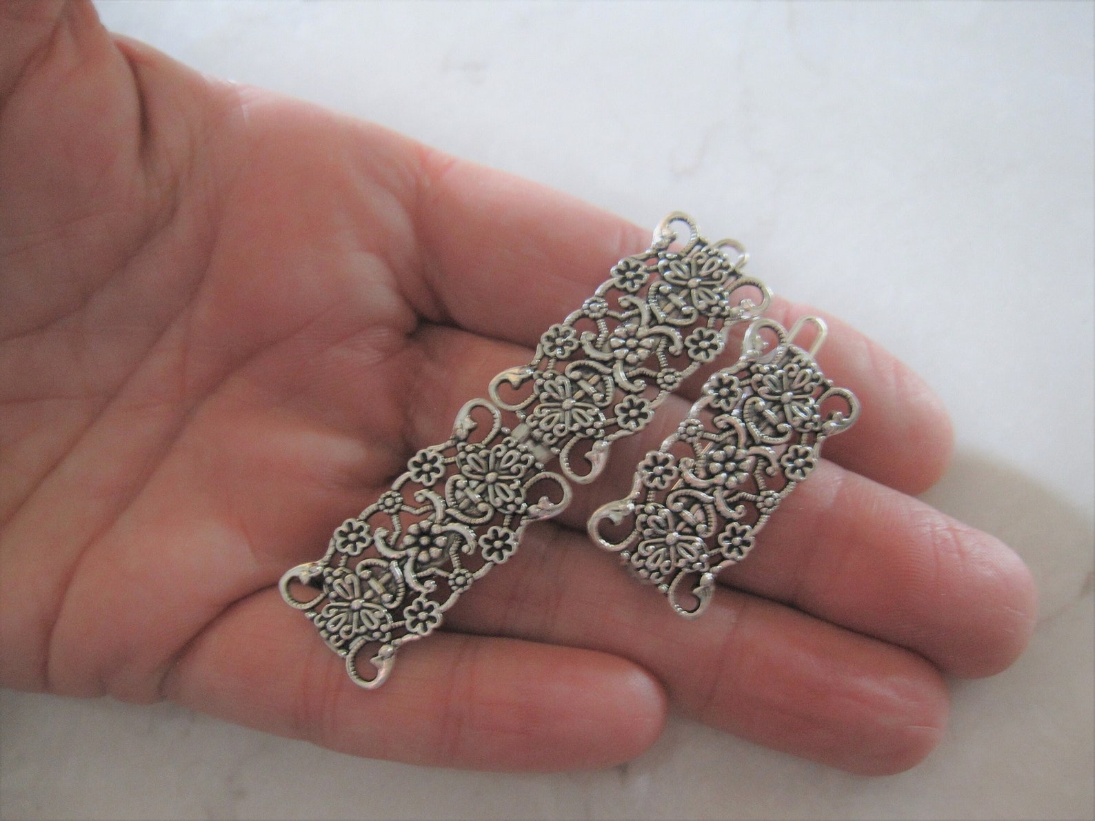 Small or Medium Silver Metal Filigree Hair Pin Clip Barrette - Etsy