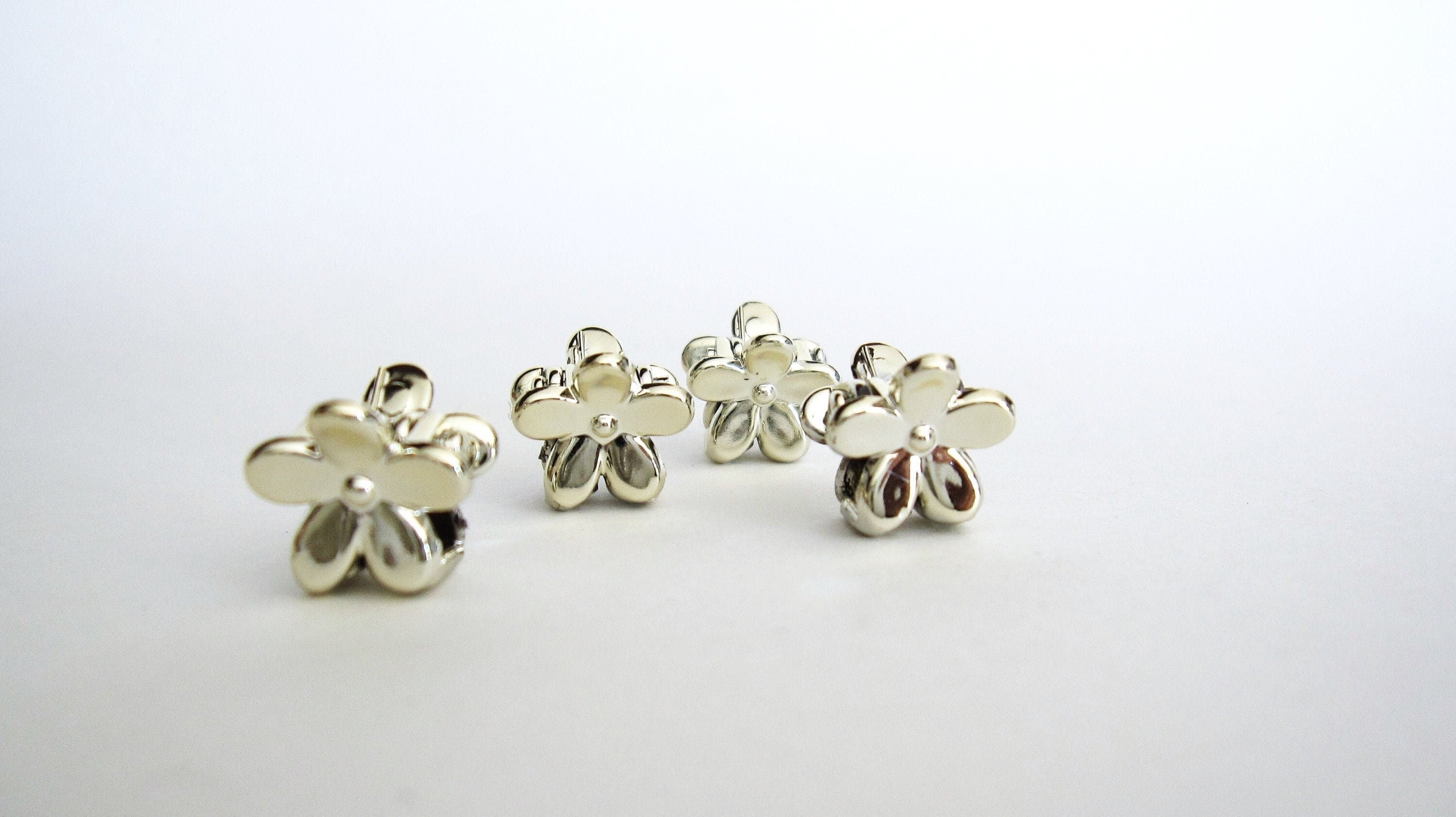 Micro Mini Extra Tiny Silver Flower Acrylic Hair Claw Clip - Etsy