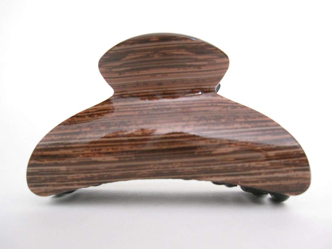 Glossy Brown Hair Claw Clip With Wood Grain Effect for Thick - Etsy