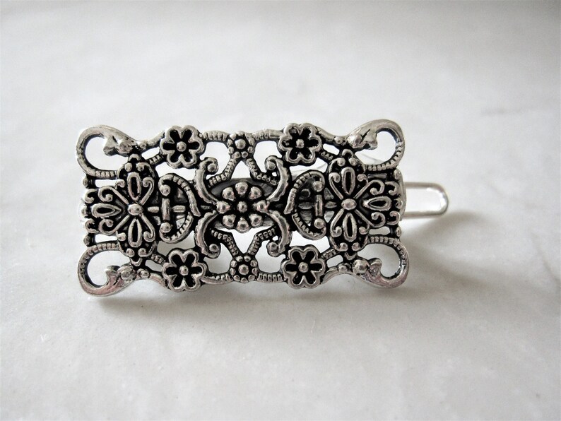 Small or Medium Silver Metal Filigree Hair Pin Clip Barrette - Etsy