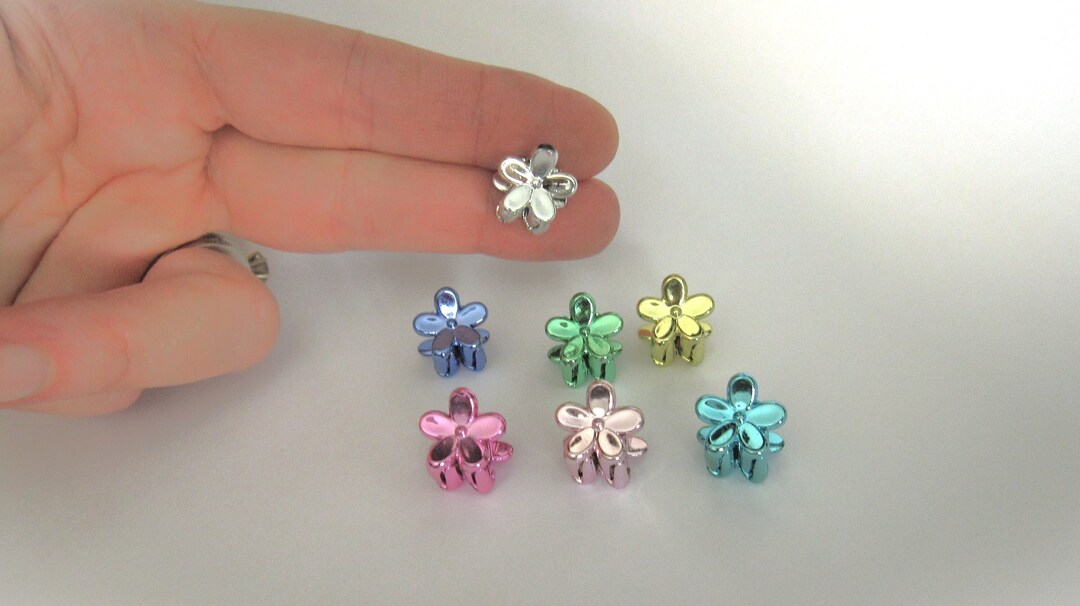 Micro Mini Extra Tiny Metalic Colored Flower Acrylic Hair Claw Clip - Etsy
