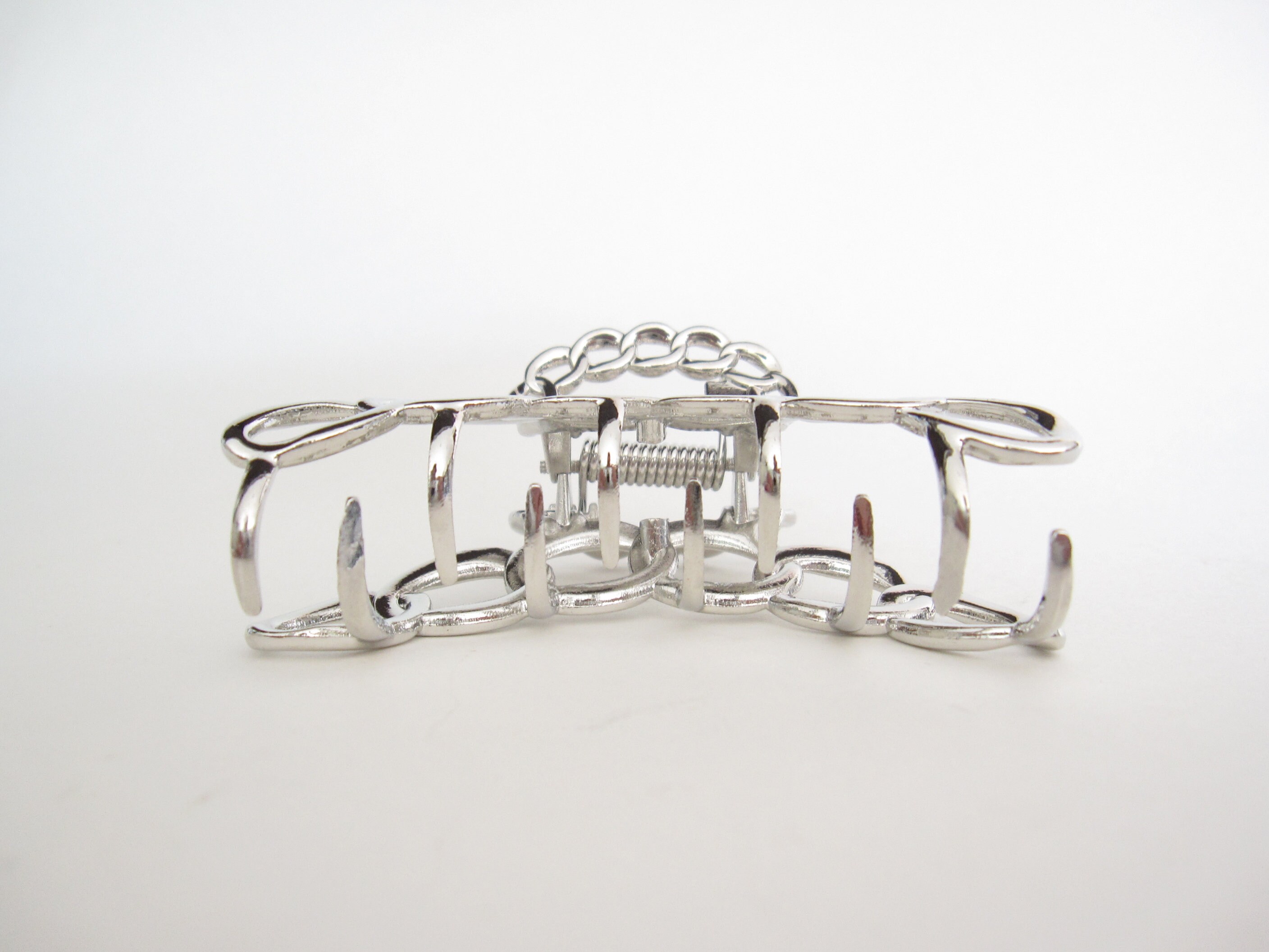 Medium silver metal chain hair claw clip for medium fine hair | Etsy