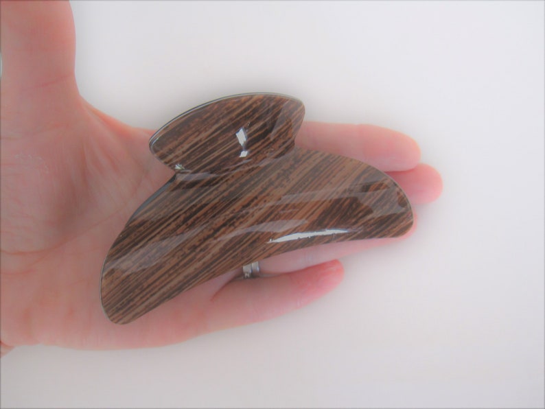 Glossy Brown Hair Claw Clip With Wood Grain Effect for Thick - Etsy