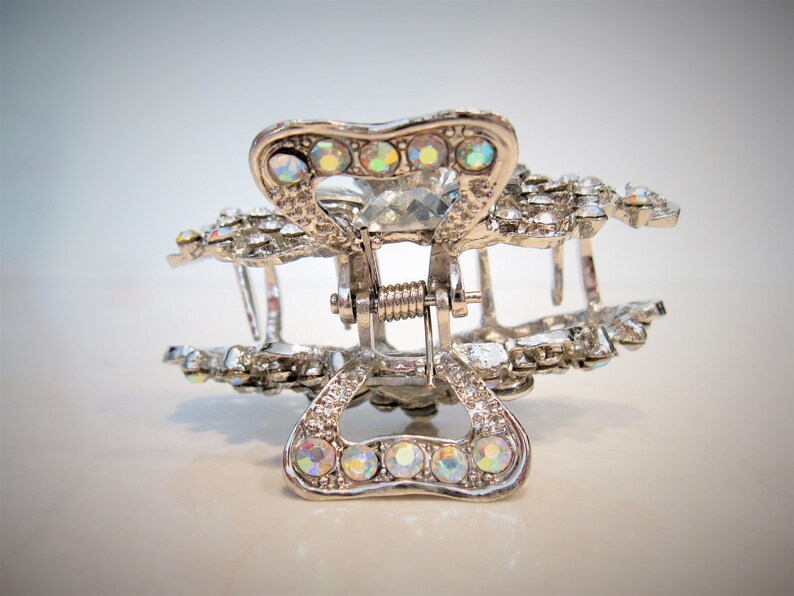 Silver Metal Flower Crystal Hair Claw Clip Bridal Clip - Etsy