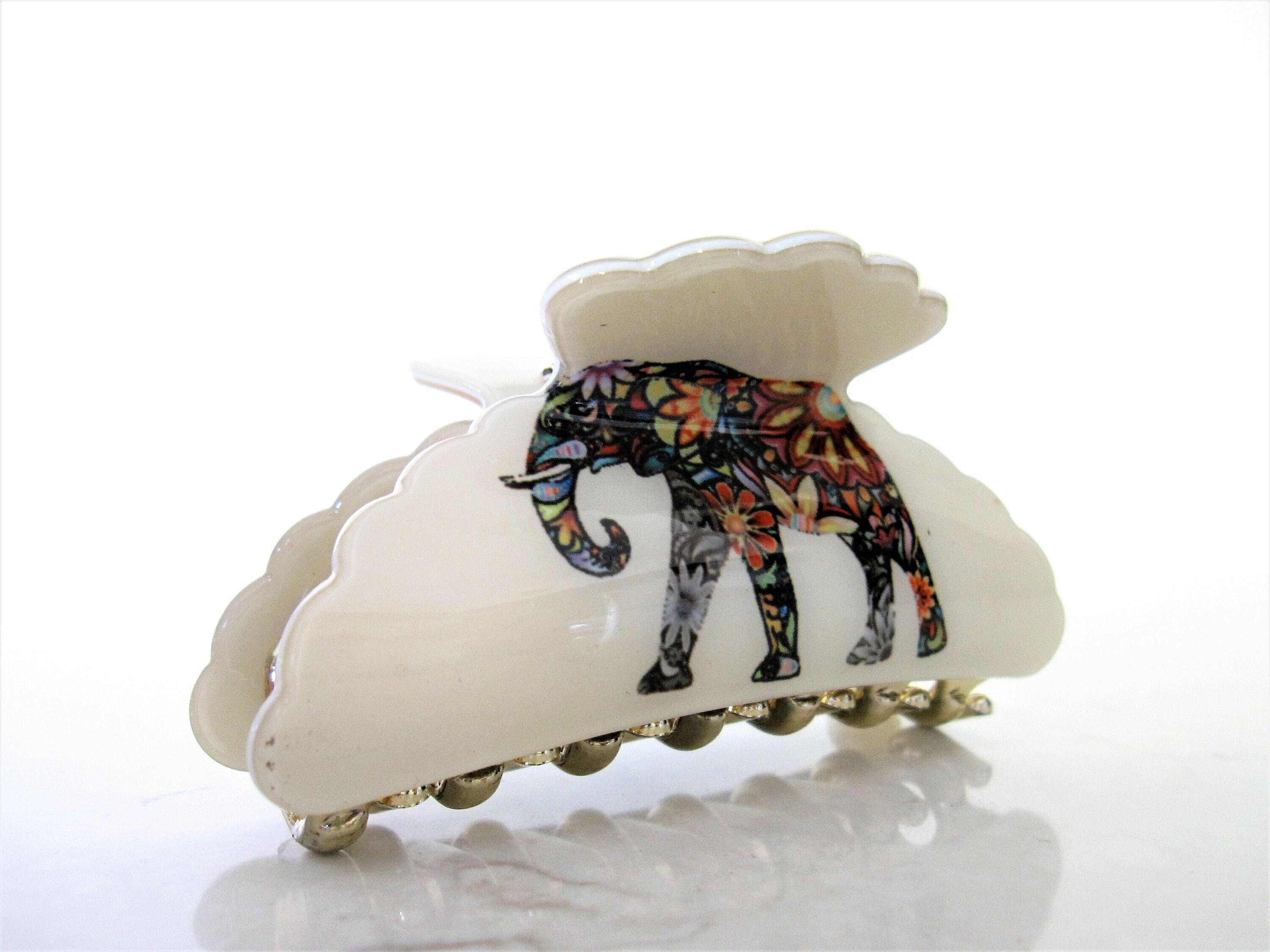 Creme White Elephant Acrylic Hair Claw Clip - Etsy