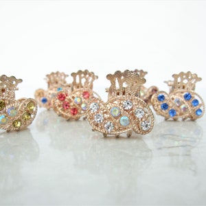 Small Mini Gold Metal Crystal Hair Claw Clip - Etsy