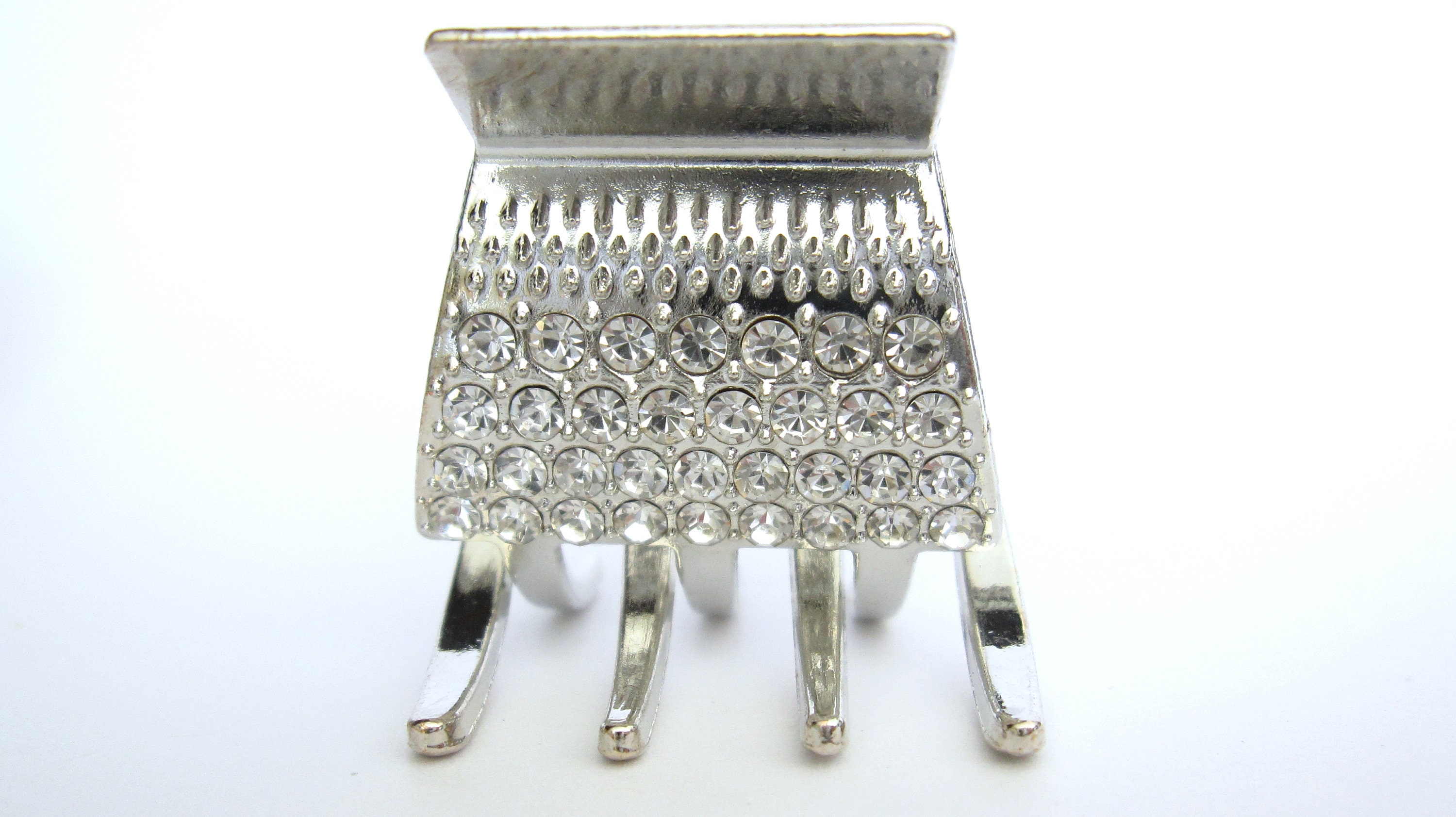 Small/medium Gold or Silver Metal and Crystal Hair Claw Clip - Etsy