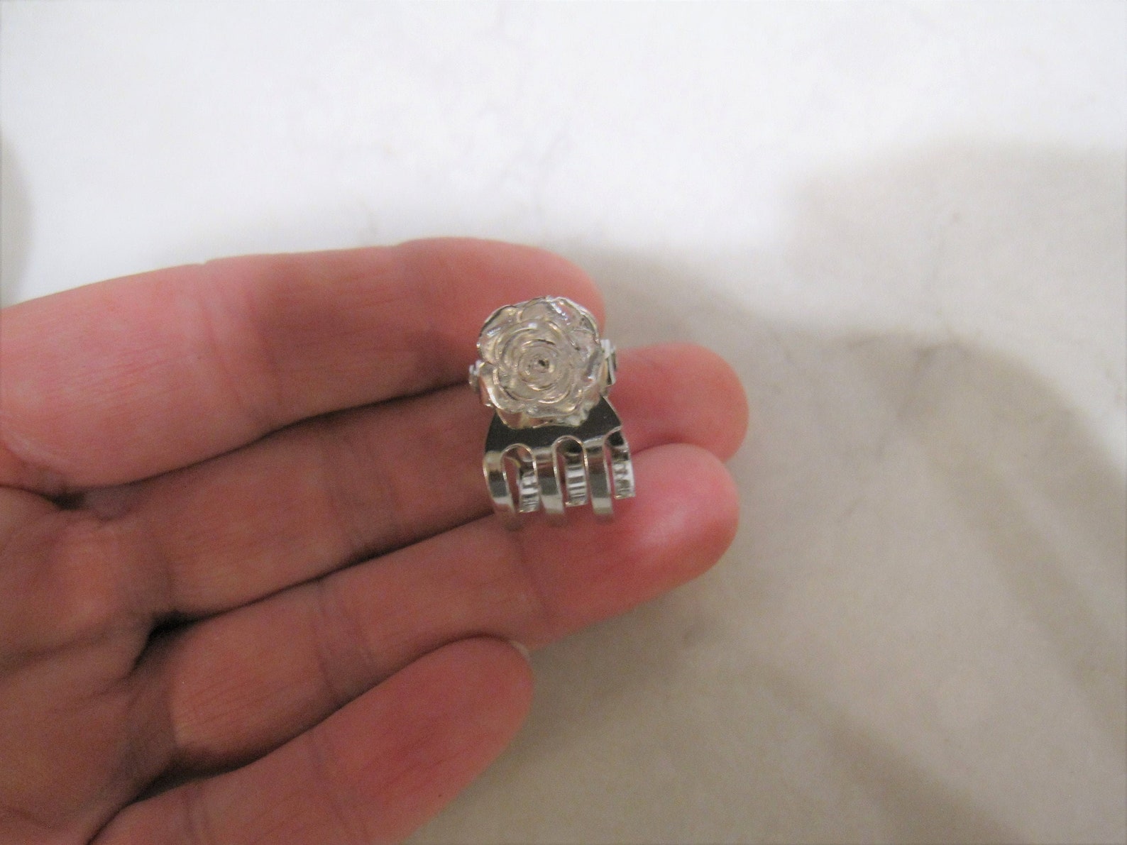 Tiny Mini Silver Metal Silver Flower Hair Claw Clip - Etsy