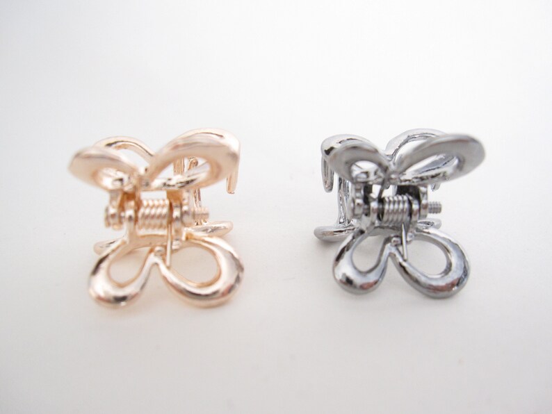 Tiny Small Dark Silver or Rose Gold Butterfly Metal Hair Claw - Etsy