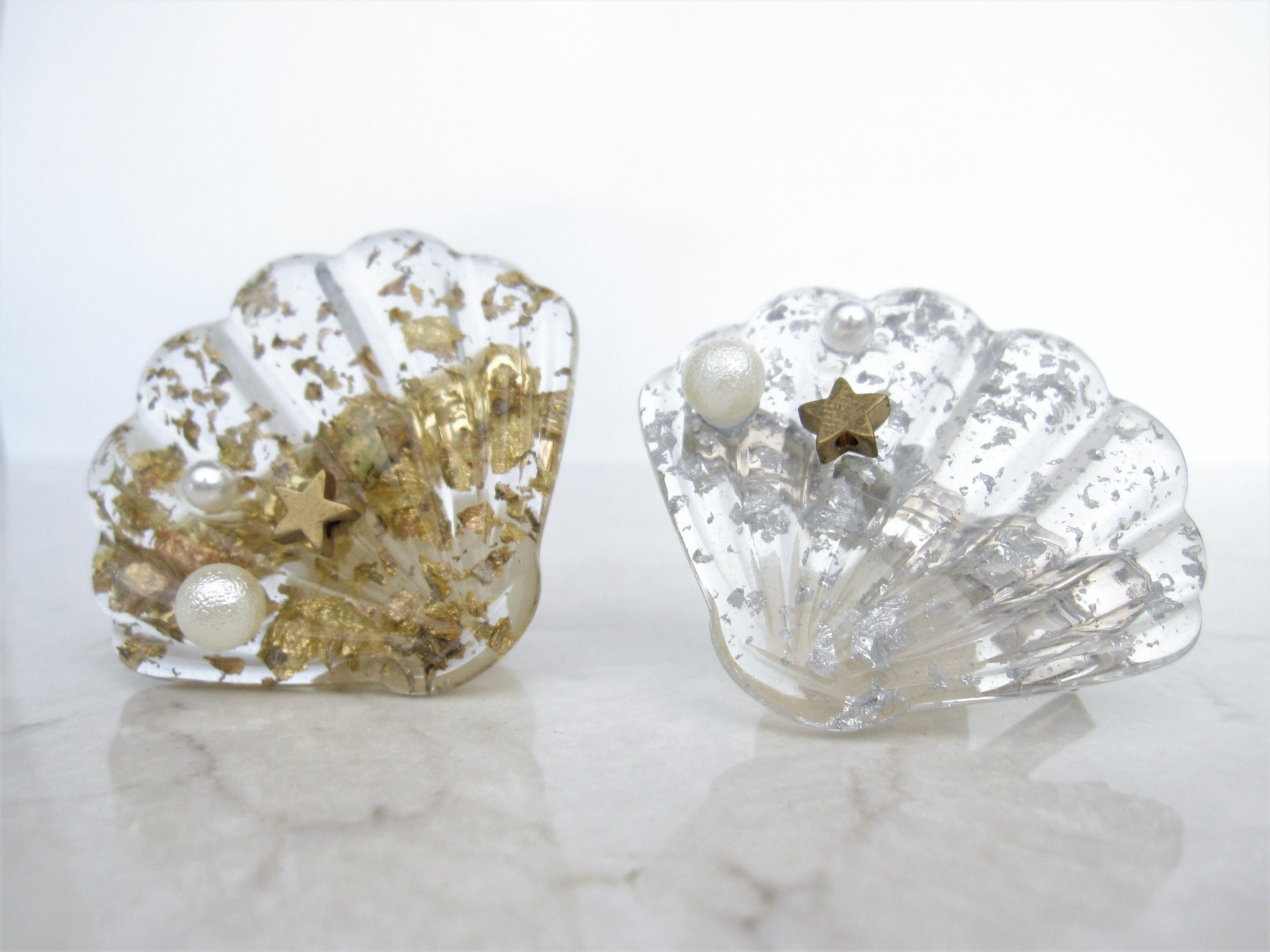 Shiny gold or silver shell pearl star alligator hair claw clip | Etsy