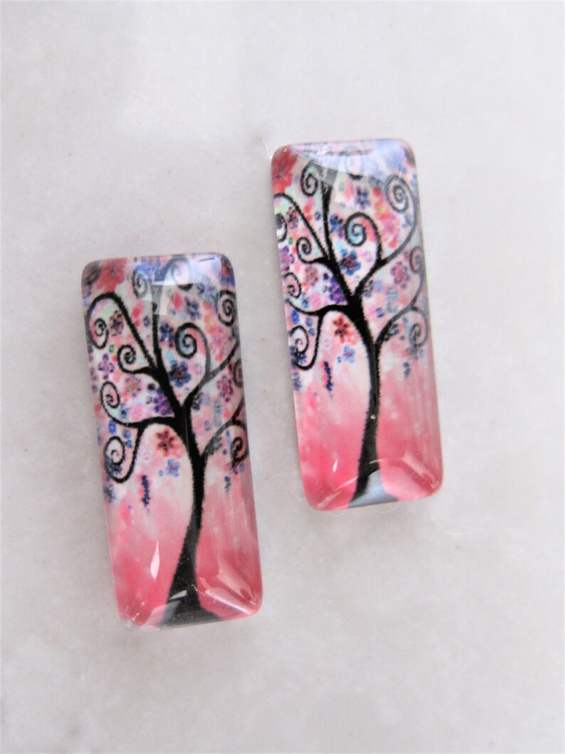 Set of two tiny small decorative tile tree hair clips | Etsy