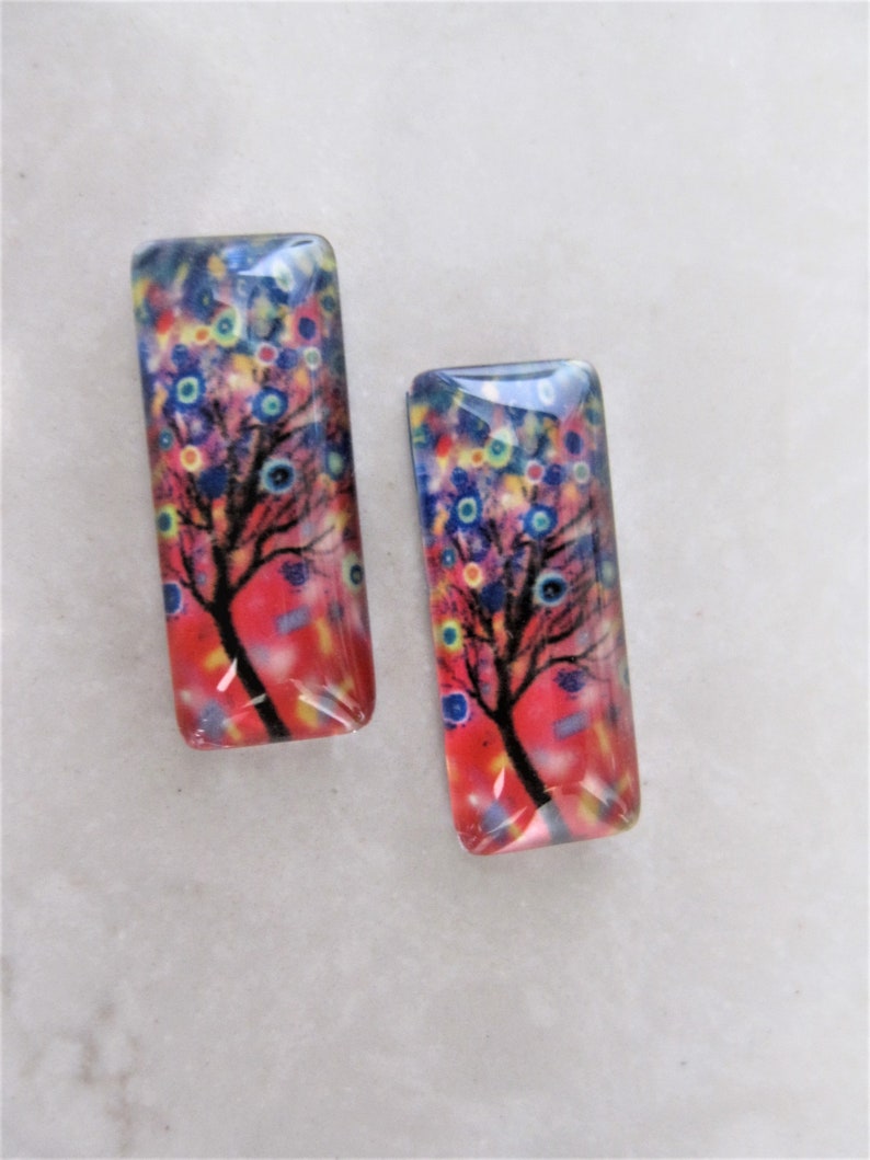 Set of two tiny small decorative tile tree hair clips | Etsy