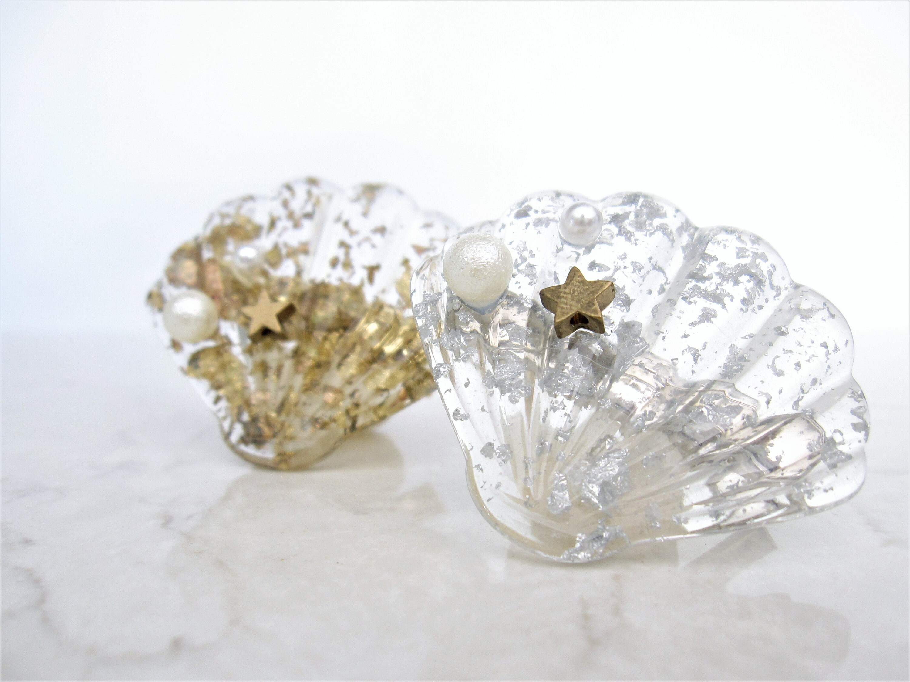 Shiny gold or silver shell pearl star alligator hair claw clip | Etsy