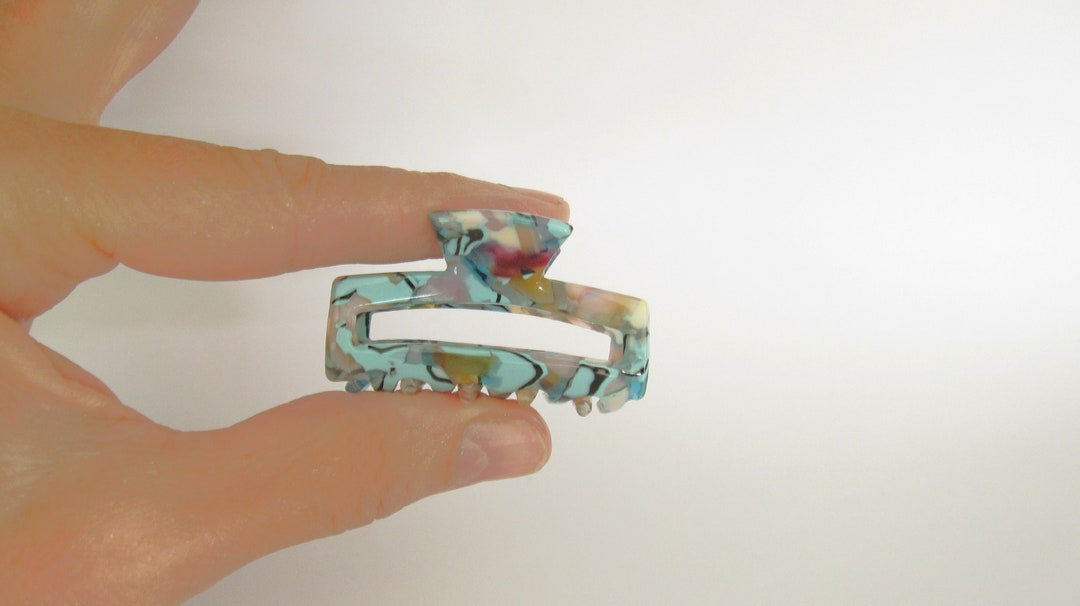 Small Abalone Sea Shell Effect Blue Rectangle Hair Claw Clamp - Etsy