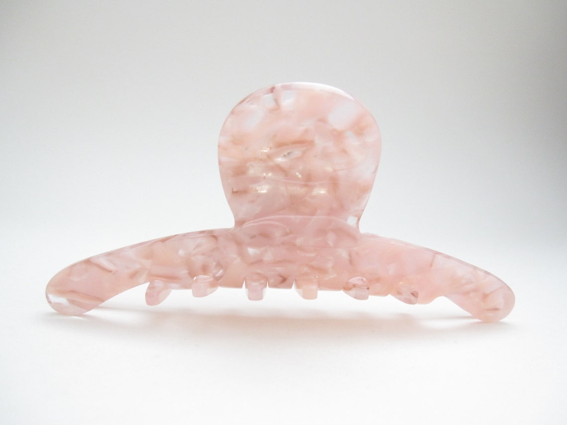 Pink marbled design hair claw clip for fine thin hair | Etsy