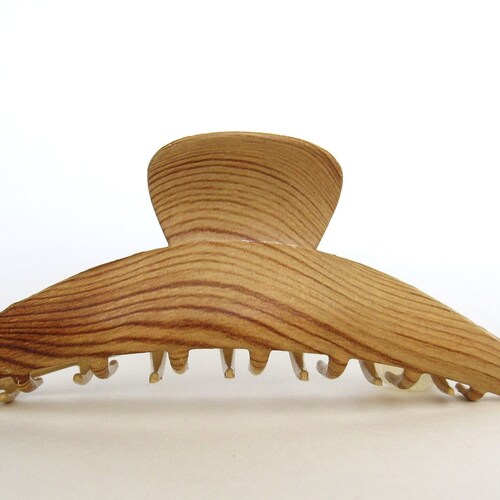 Faux Bamboo Wood Medium/small Metal Slim Hair Claw Clip for - Etsy