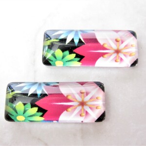 Set of Two Tiny Small Floral Tile Hair Clips Barrettes for - Etsy