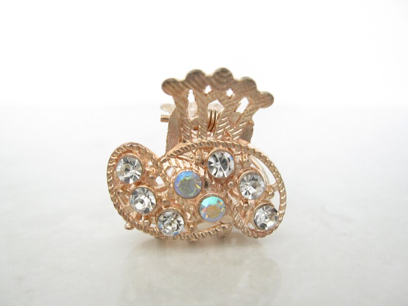 Small Mini Gold Metal Crystal Hair Claw Clip | Etsy