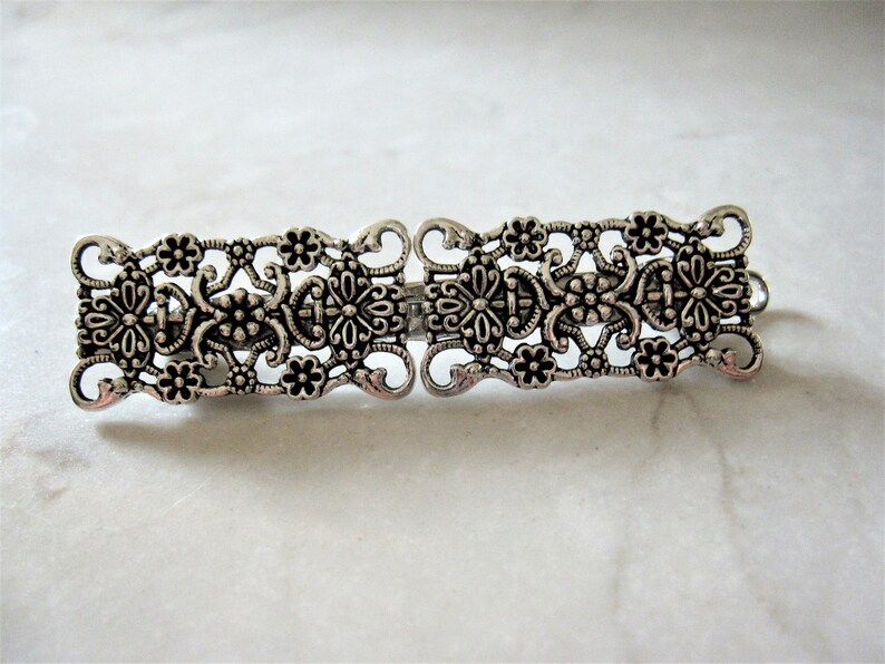 Small or Medium Silver Metal Filigree Hair Pin Clip Barrette - Etsy