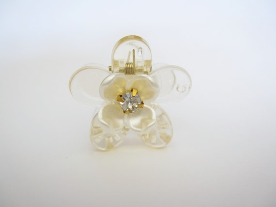 Small Clear Acrylic Crystal Flower Hair Claw Clip - Etsy