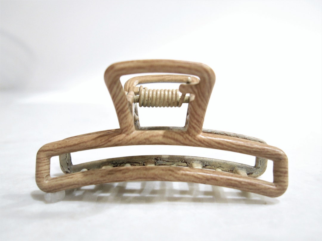 Faux Bamboo Wood Medium/small Metal Slim Hair Claw Clip for Fine Hair ...