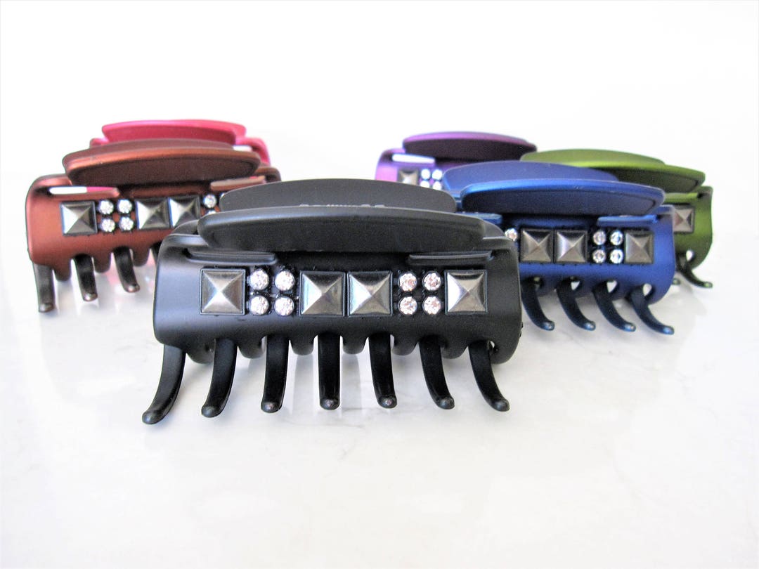 Colorful Acrylic Hair Claw Clips With Studs and Crystals - Etsy