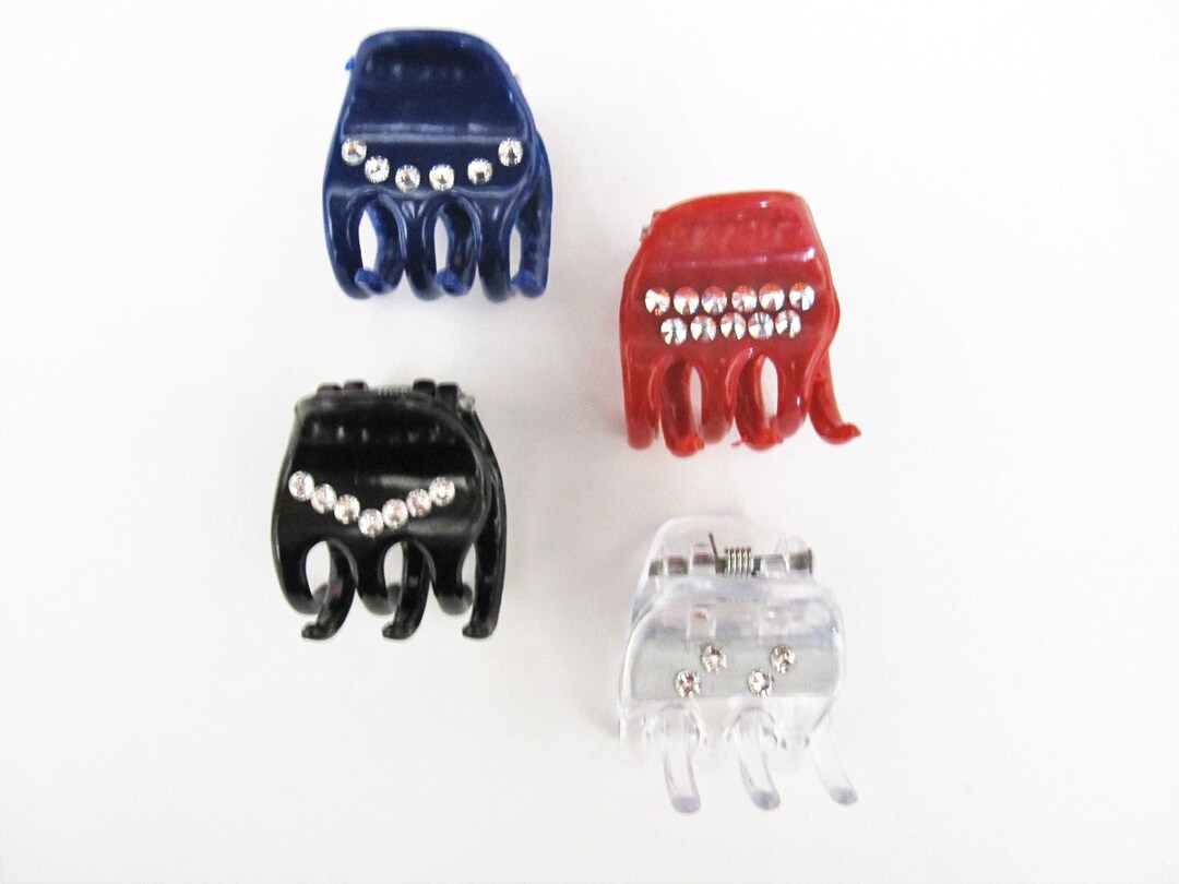 Small Blue, Pink, Black or Clear Hair Claw Clip With Swarovski Crystals ...