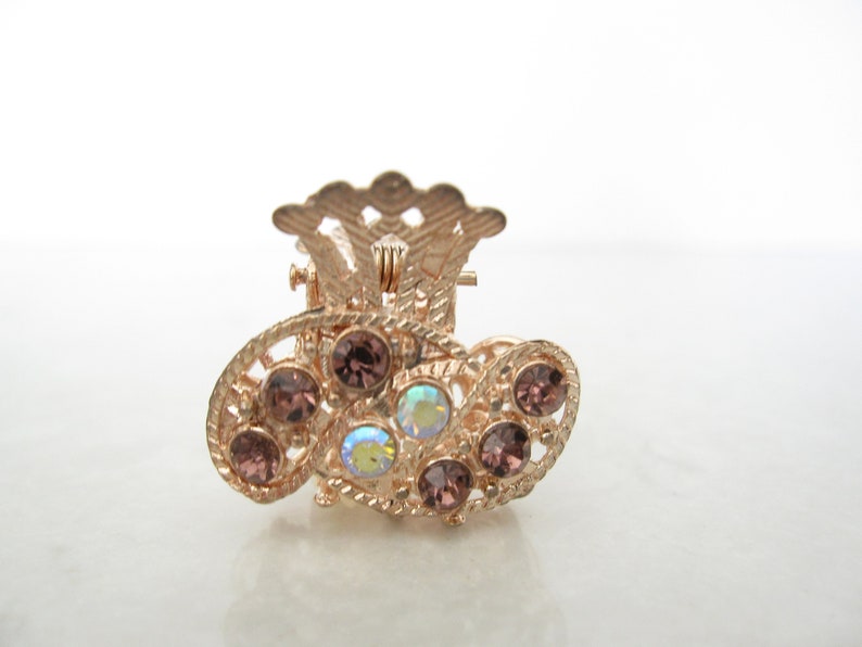 Small Mini Gold Metal Crystal Hair Claw Clip | Etsy