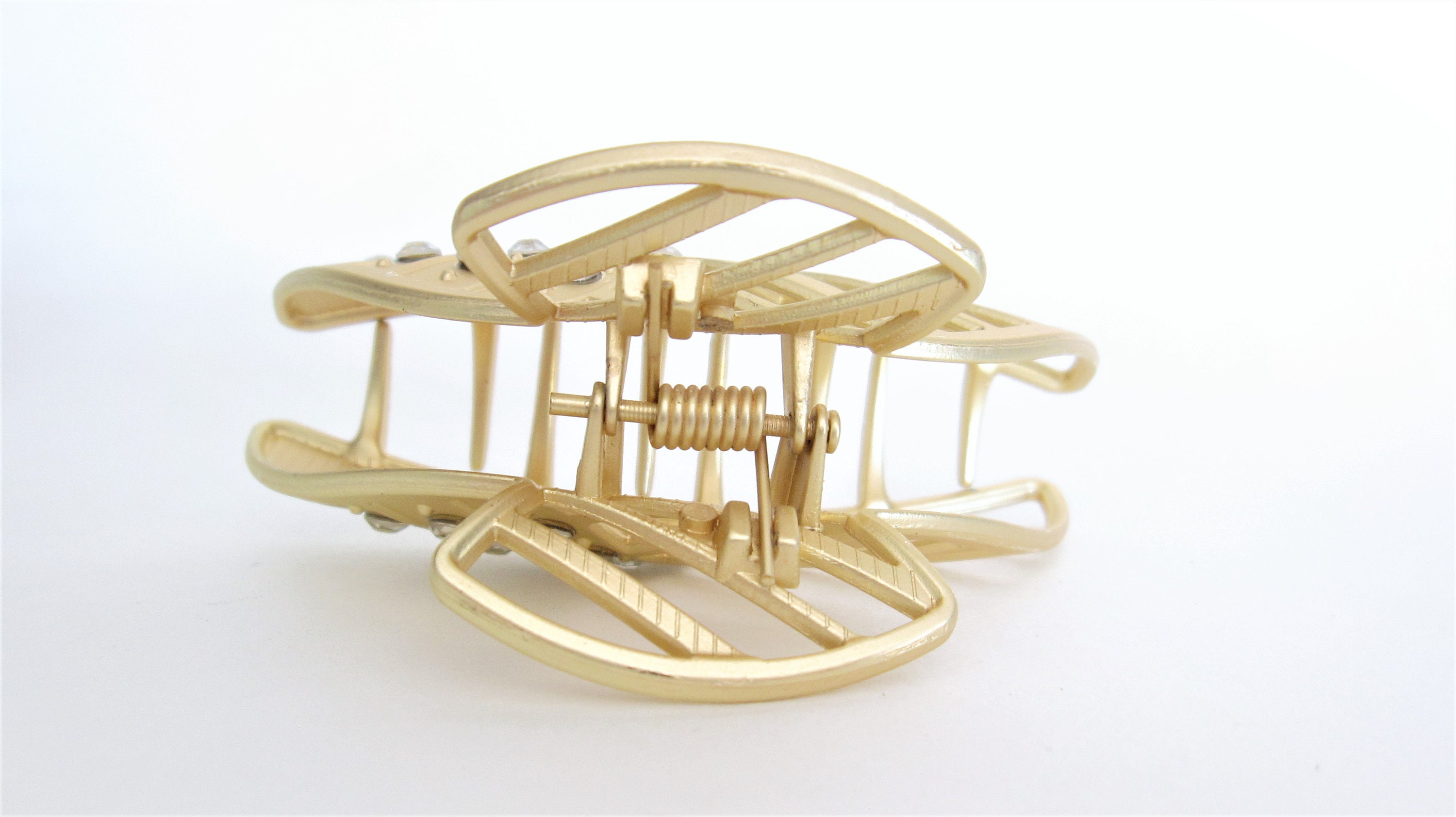 Matte silver or gold geometric metal crystal hair claw clip | Etsy