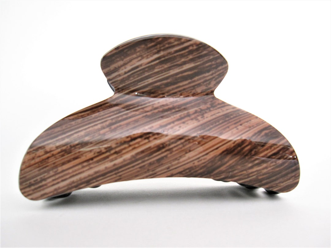 Glossy Brown Hair Claw Clip With Wood Grain Effect for Thick Hair - Etsy