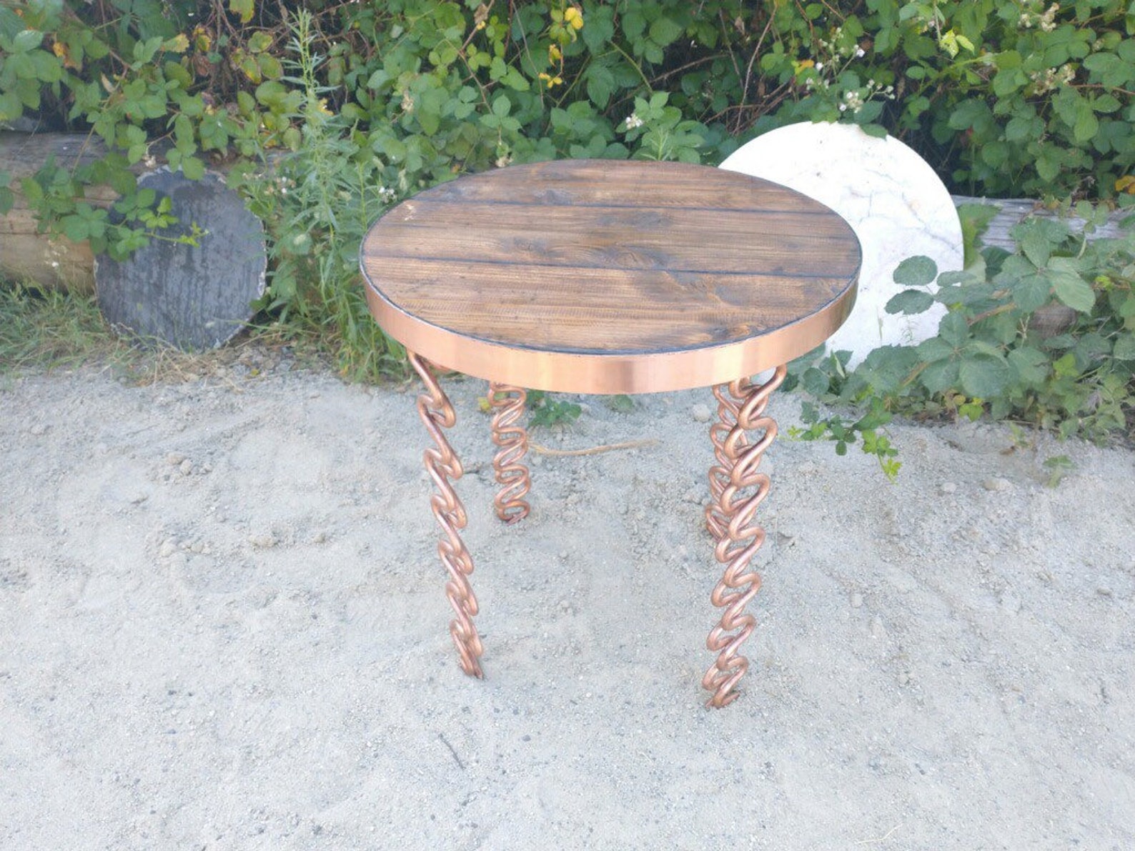 Copper End Table Chain Style Custom Legs Barnwood Table Custom - Etsy