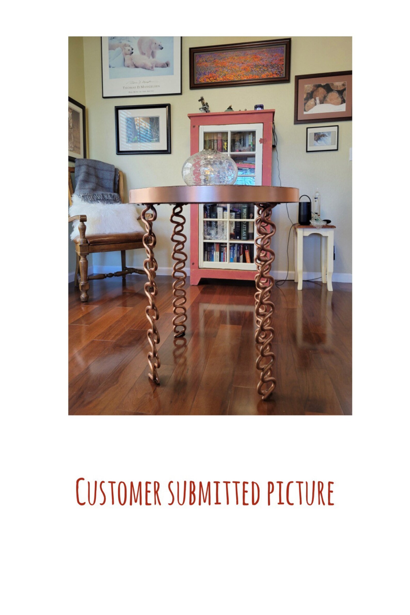 Copper End Table Chain Style Custom Legs Barnwood Table Custom - Etsy