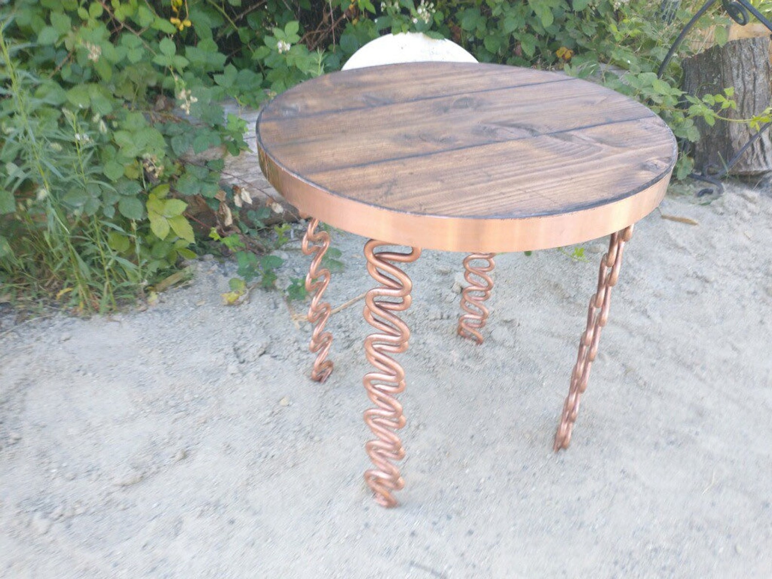 Copper End Table Chain Style Custom Legs Barnwood Table Custom - Etsy